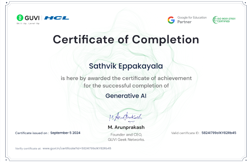 Sathvik's Certifications